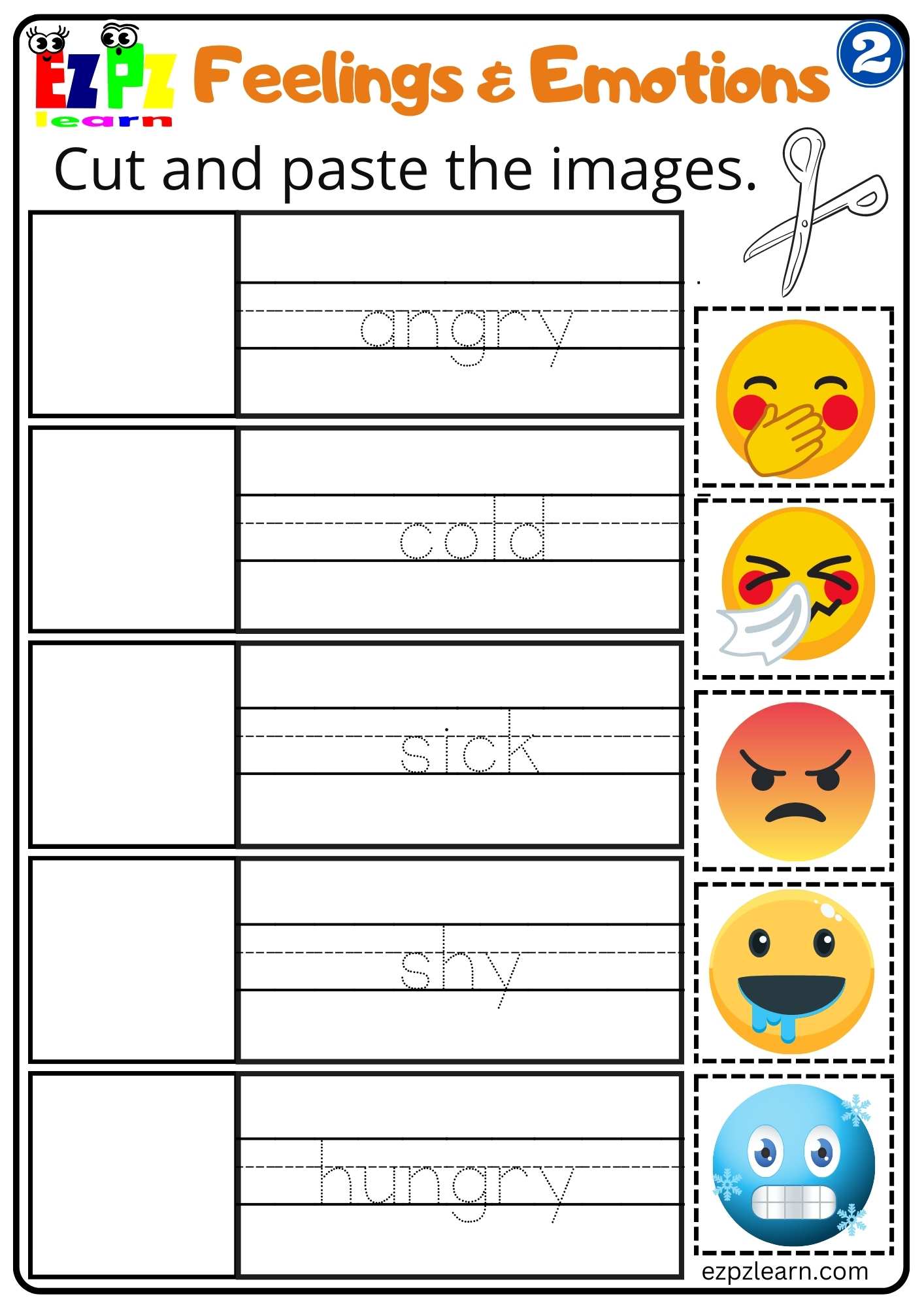 Group 2 Feelings and Emotions Cut and Paste Worksheet for Children and ... Group 2 Feelings and Emotions Cut and Paste Worksheet for Children and ...